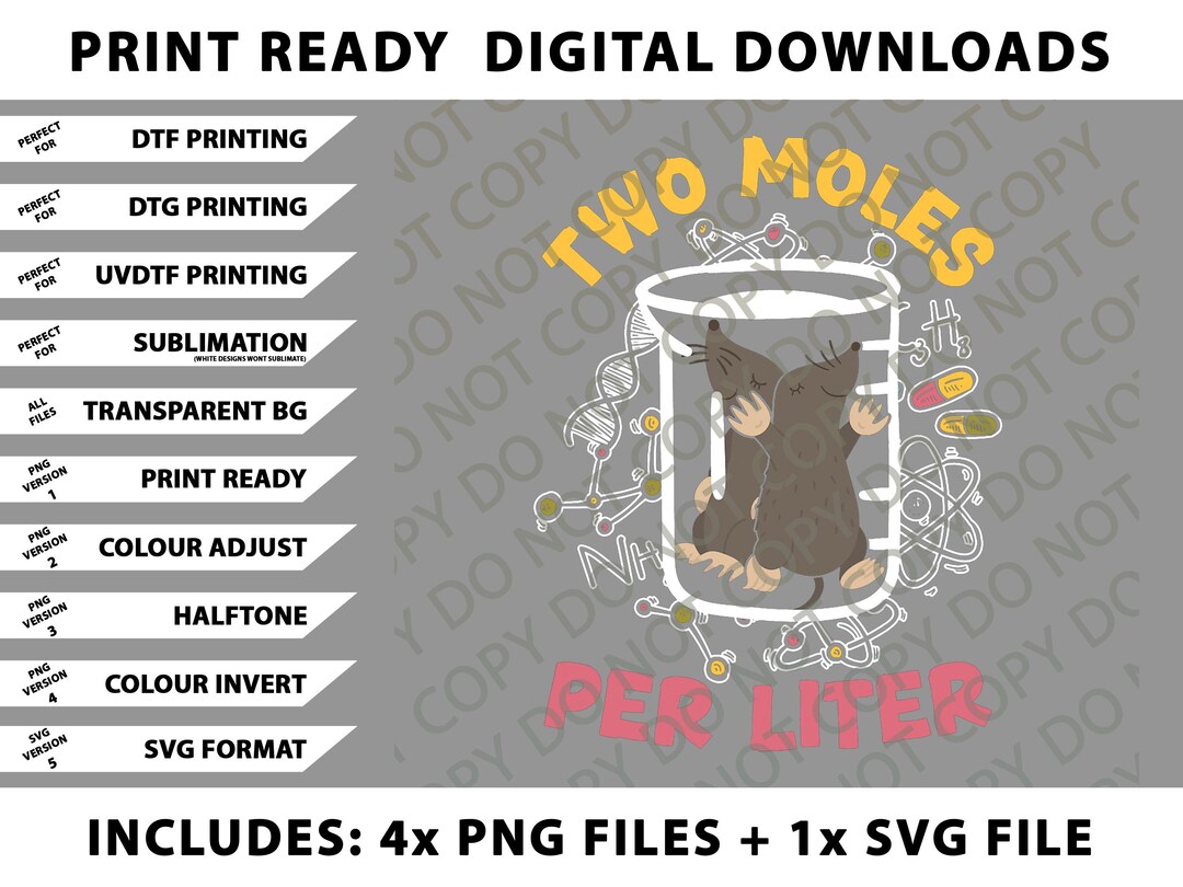 Two Moles per Liter Science Lover Chemistry Mammal Mole Png Bundle, SVG ...