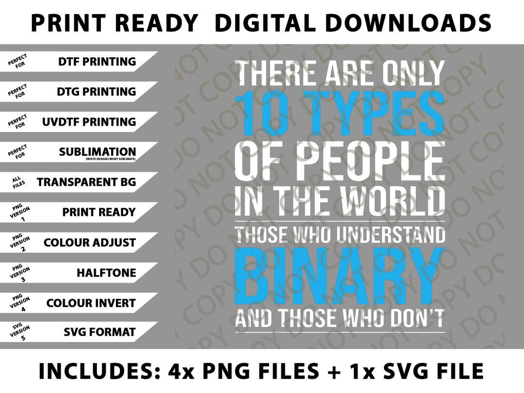 There're 10 Types of People Binary Code Computer Science IT Png Bundle ...
