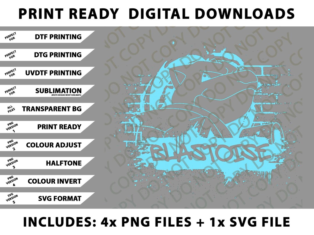 Pokémon Blastoise Blue Street Art Graffiti Logo Png Bundle, SVG Files ...