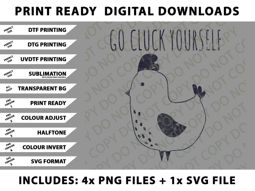 Go Cluck Yourself Cartoon Chicken Funny Farm Png Bundle, SVG Files ...