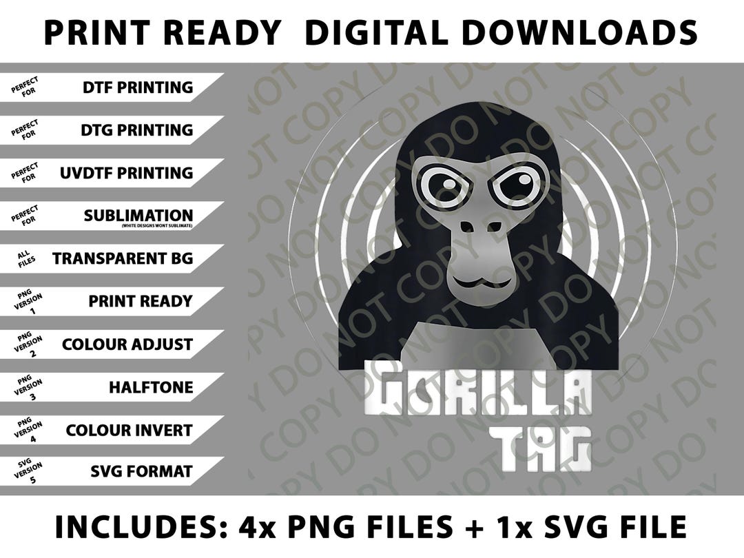 Gorilla Tag Monke Vr Gamer Party Time Black Gorilla Png Bundle, SVG ...