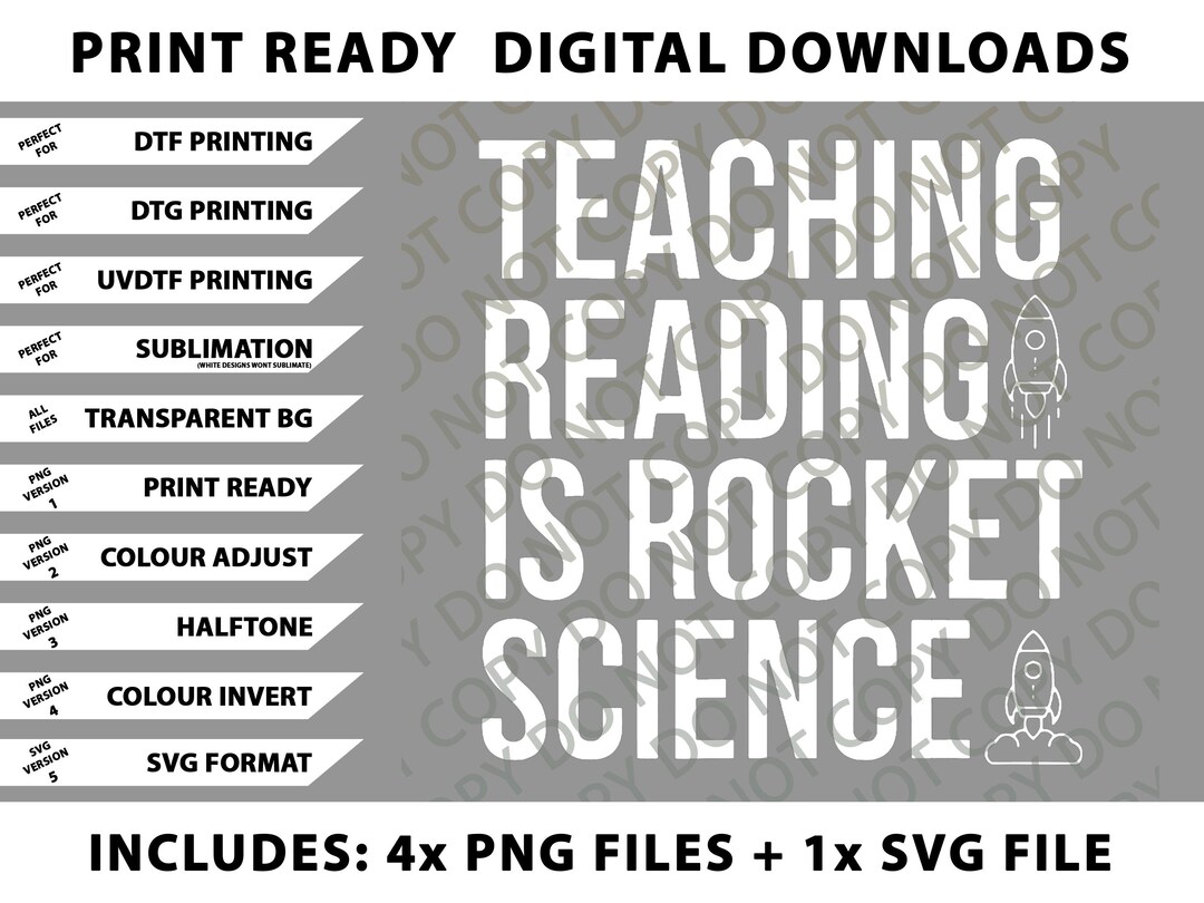 Teaching Reading is Rocket Science Png Bundle, SVG Files, Digital ...