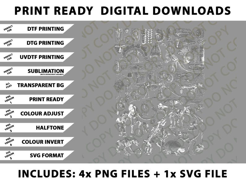 Dinosaur Fossils T-rex Paleontology Science Archeology Gift Png Bundle ...