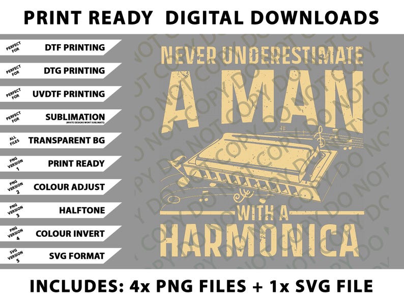 Cool Harmonica Art for Men Boys Harmonica Player Instrument Png Bundle ...