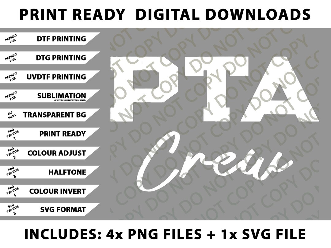 PTA Crew Parent Teacher Association Png Bundle, SVG Files, Digital ...