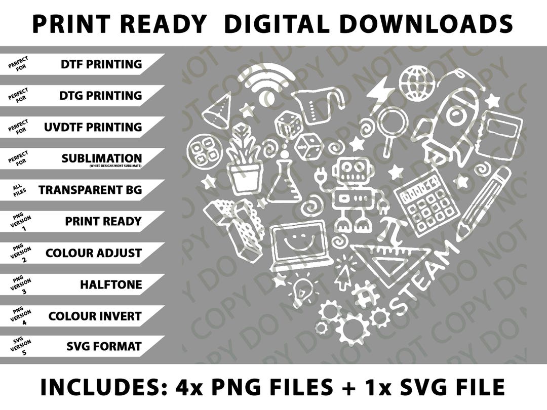 Steam Heart Shape Stem Teacher Science Lover Back to School Png Bundle ...