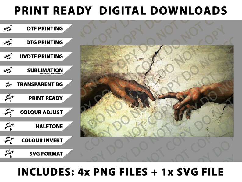 Michelangelo - Creation of Adam - Vintage Art Png Bundle, SVG Files ...