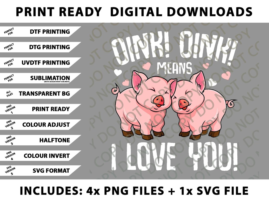 Pig Oink Women Kids Girls Png Bundle, SVG Files, Digital Downloads - Etsy
