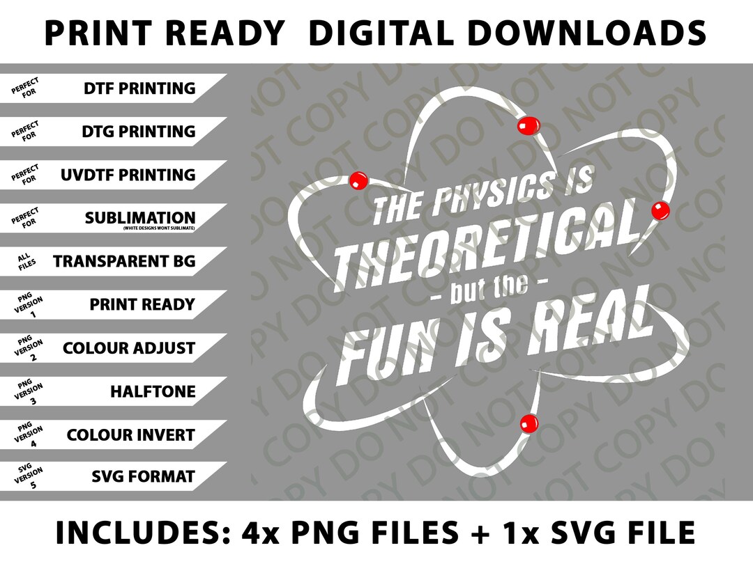 The Physics is Theoretical the Fun is Real Science Physicist Png Bundle ...