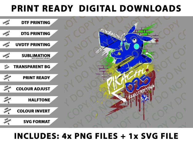 Pokémon Pikachu 025 Electrifying Street Art Graffiti Logo Png Bundle ...