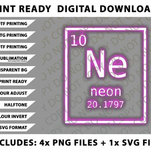 Neon Element Purple Periodic Table Chemistry Nerd Science Png Bundle ...