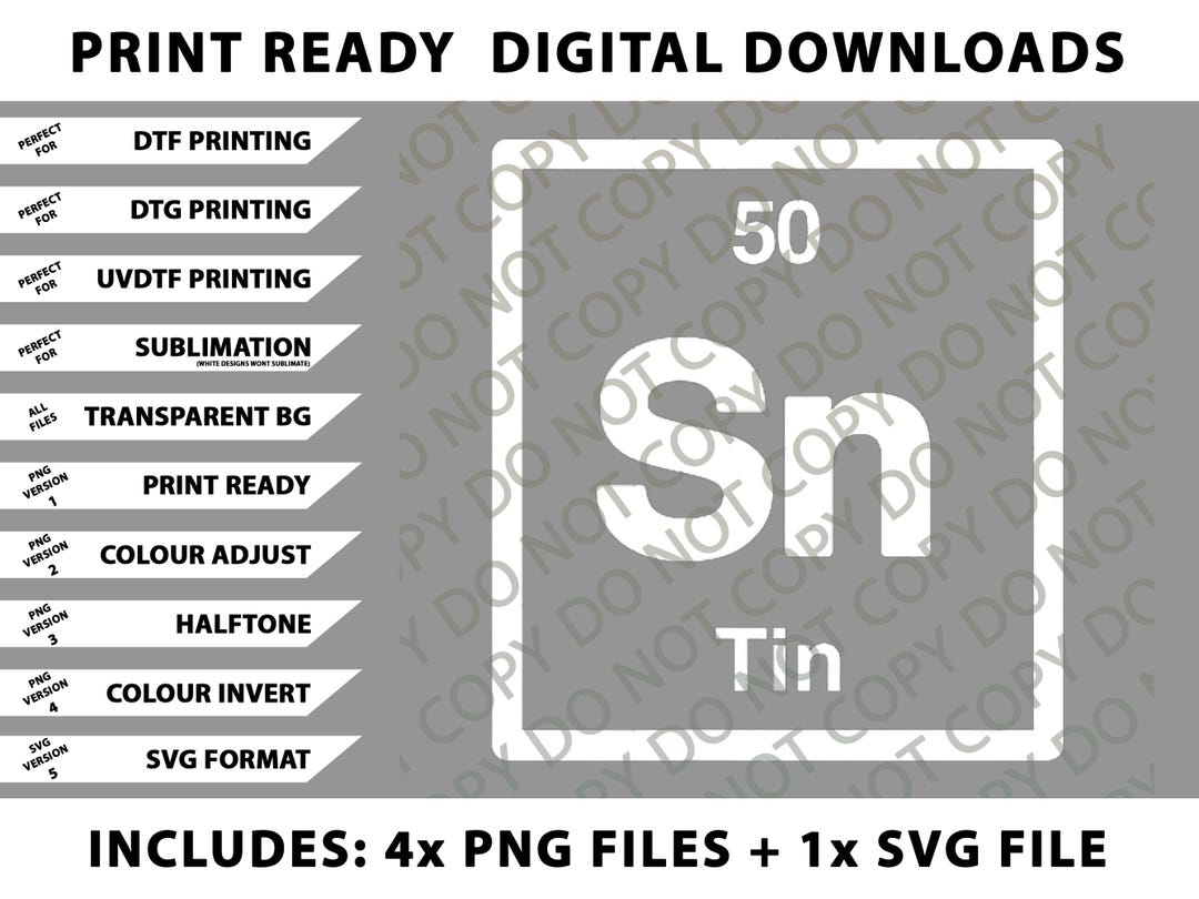 Tin - Sn - Periodic Table of Elements - Science Gifts Png Bundle, SVG ...