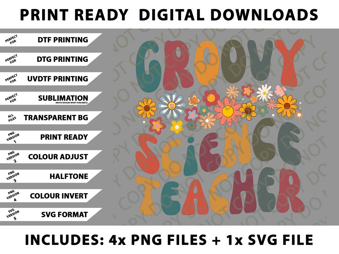 Groovy Science Teacher Retro Colorful Design Teaching Png Bundle, SVG ...
