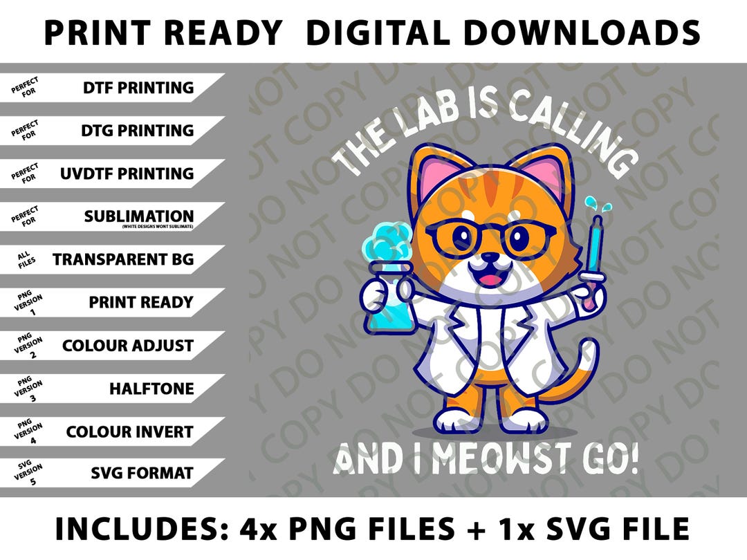 The Lab is Calling Science Laboratory Cat Lab Chemistry Png Bundle, SVG Files, Digital Downloads ...
