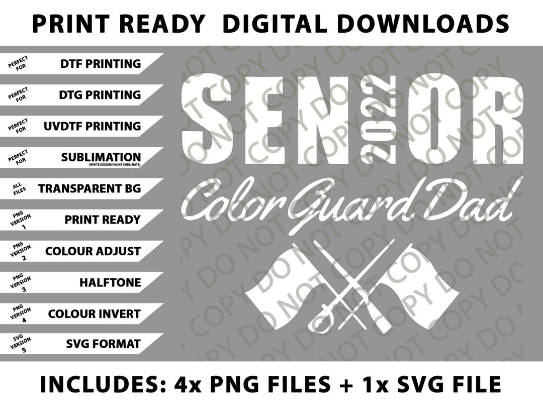 Senior Color Guard Dad 2022 Flag Marching Band Parent Helper Png Bundle ...