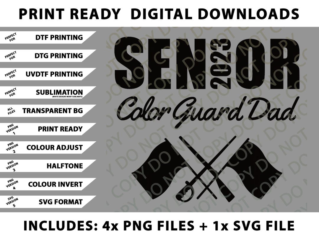 2023 Senior Color Guard Dad Flag Marching Band Parent Helper Png Bundle ...