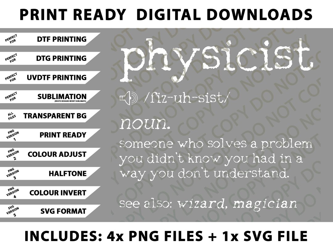 Physicist Definition - Funny Physics Science Nerd Gift Png Bundle, SVG ...