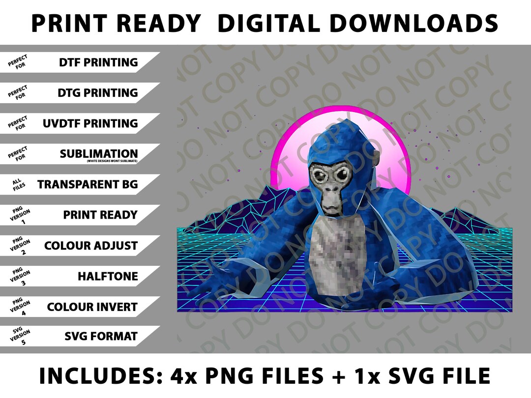 Gorilla Shirt - Monke Tag Gorilla VR Game Gamer for Kids Png Bundle ...