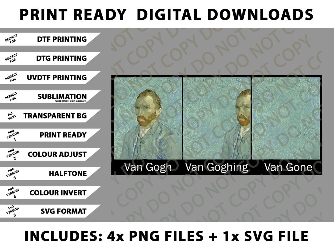 Funny Van Gogh Van Goghing Van Gone, Van Gogh Art Painting Png Bundle ...