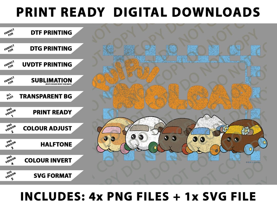 Pui Pui Molcar Guinea Pig Racing Check Team Png Bundle, SVG Files ...