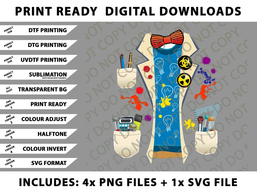 Halloween Mad Chemist Scientist DIY Costume Physics Science Png Bundle ...