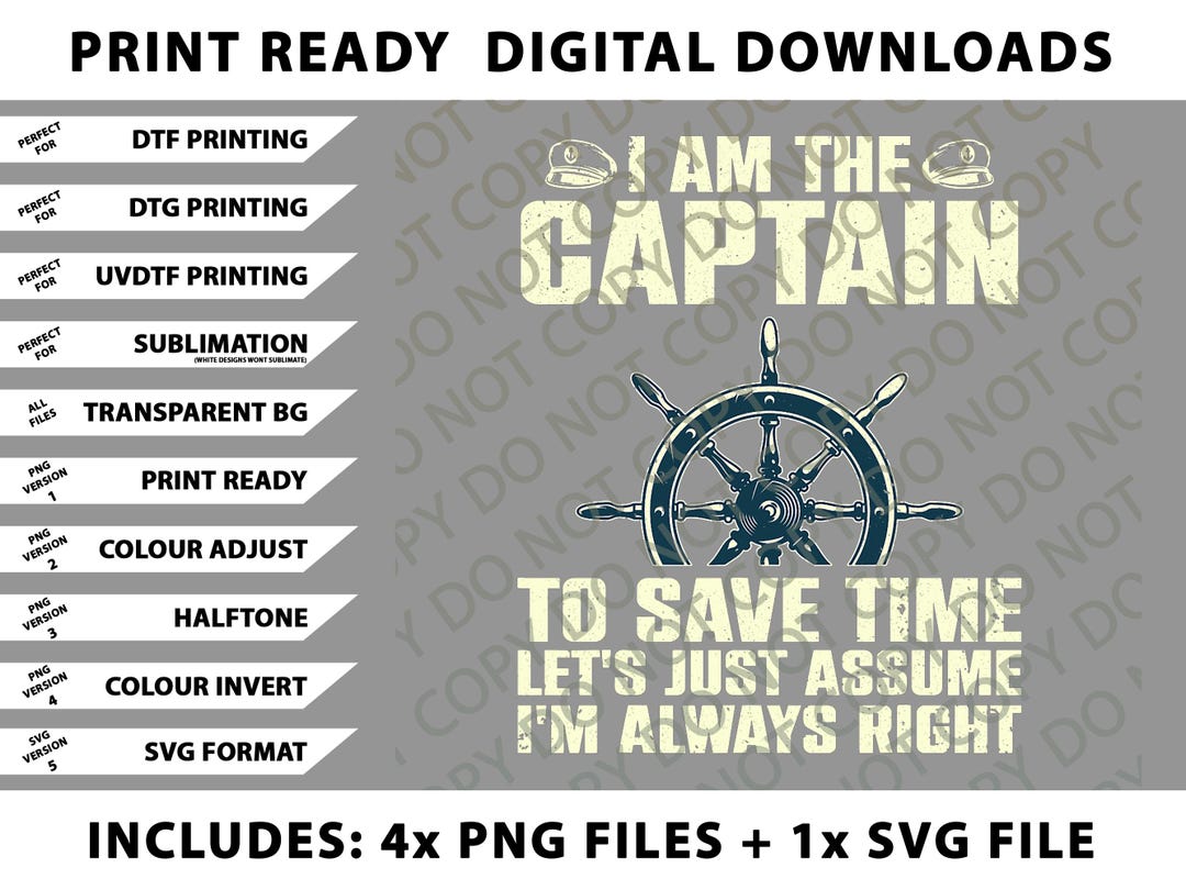 Cool Captain Art for Men Women Boat First Mate Ship Boating Png Bundle ...