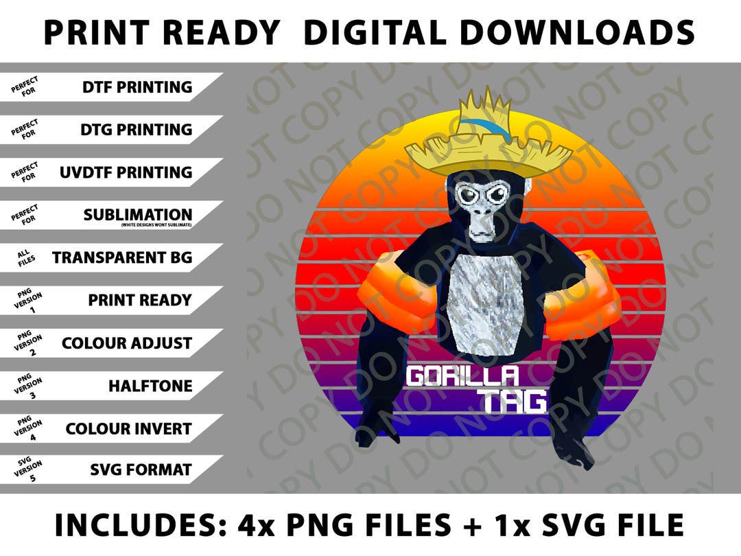 Retro Gorilla Tag Shirt, Gorilla Tag Merch Monke Boys Gifts Png Bundle ...
