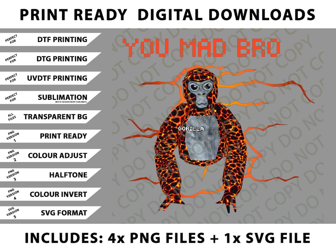 Gorilla Tag Meme Vr Gamer Kids, Adults, Ns (1) Png Bundle, SVG Files ...