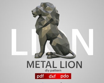 Sitting Lion Metal Papercraft, DXF, Gurko, Pepakura, Template, 3D ...