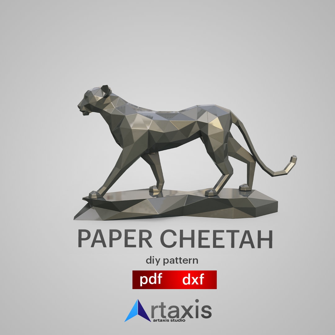Polygonal,cheetah Paper Craft,digital Template,origami,pdf Download Diy ...