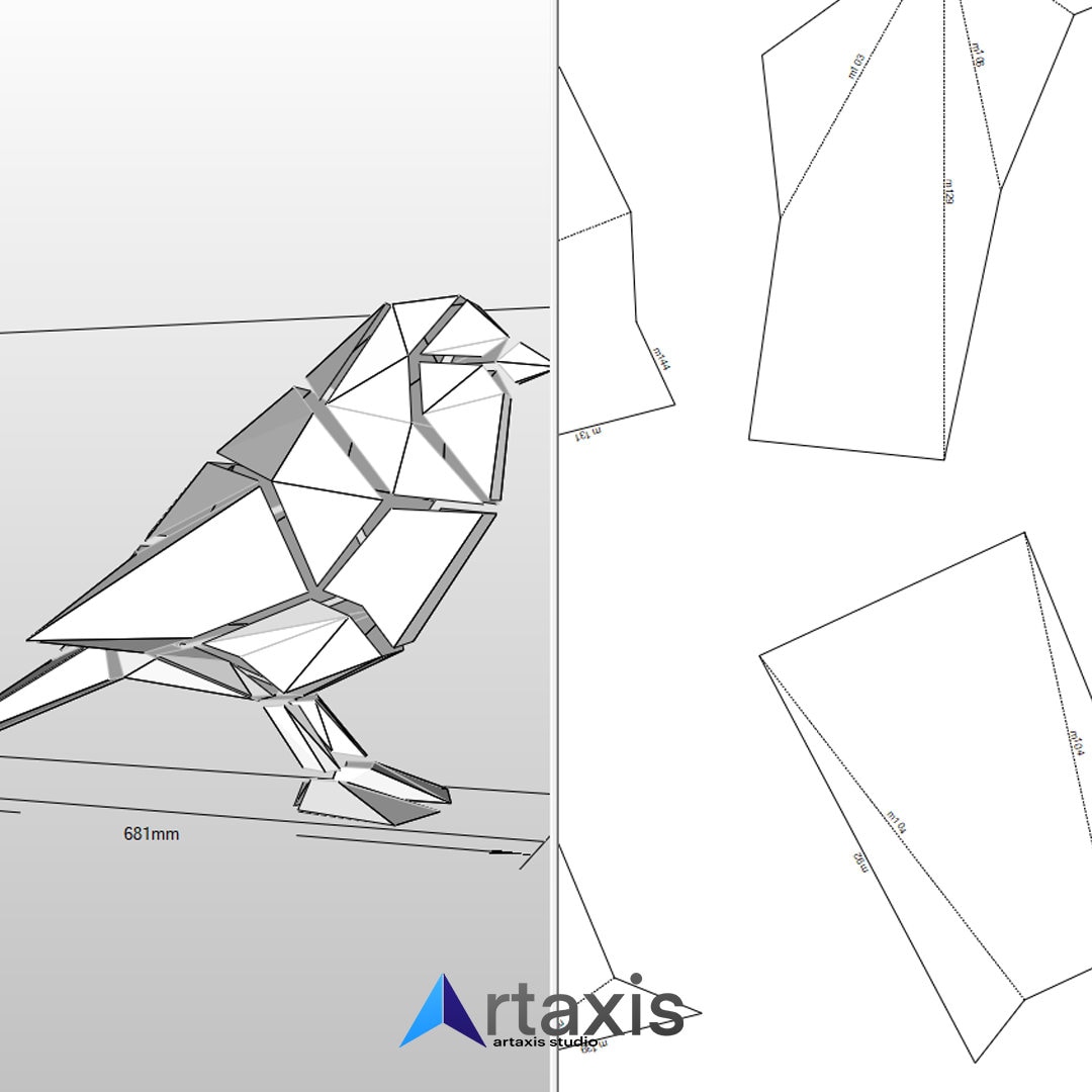 Polygonal,nightingale Paper Craft,digital Template,origami,pdf Download ...