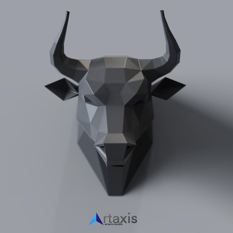 DIY Geometric Bull Head Paper Sculpture, Low Poly Wall Art (digital ...
