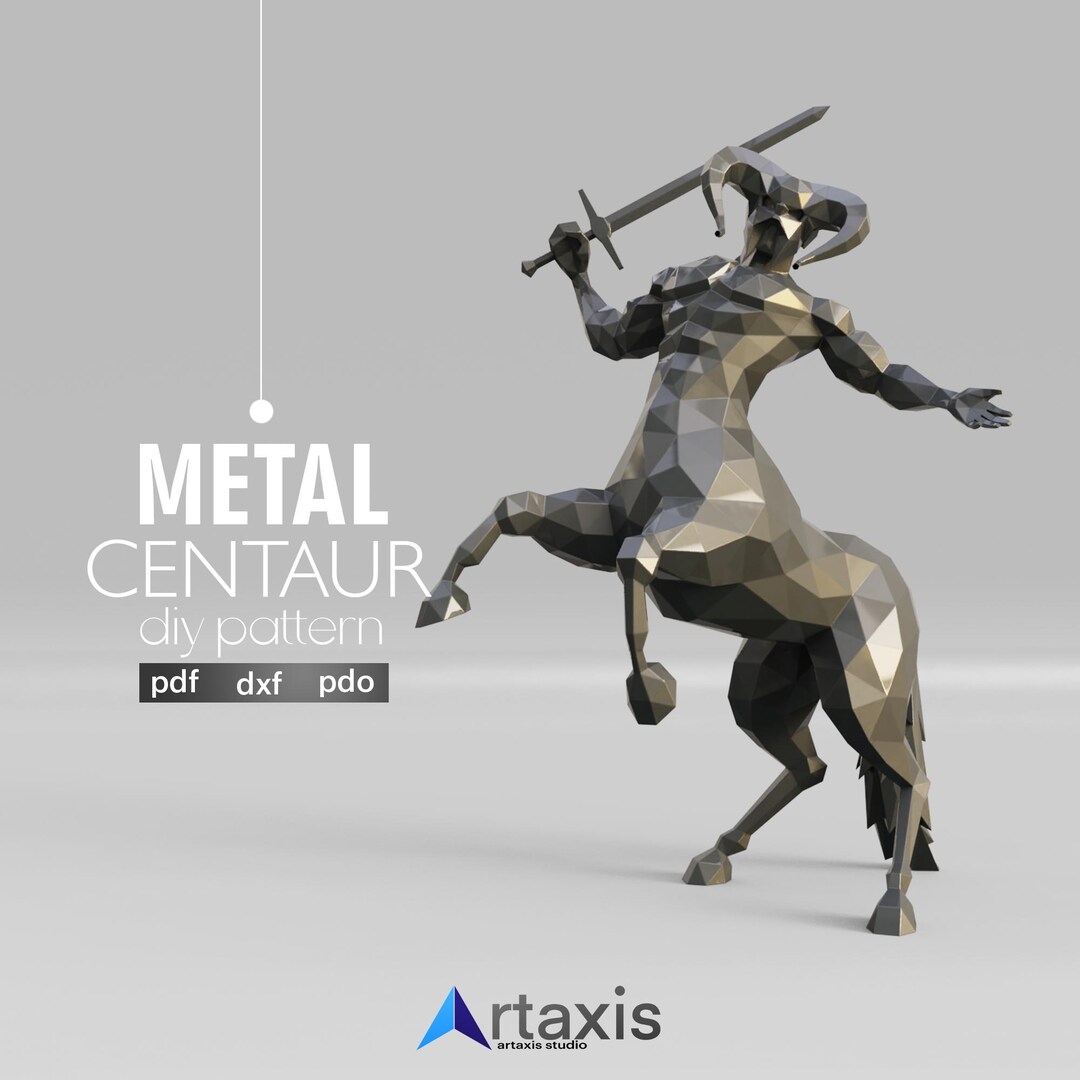 Low Poly Centaur Template: 3D Sculpture Design (PDF DXF) - Etsy
