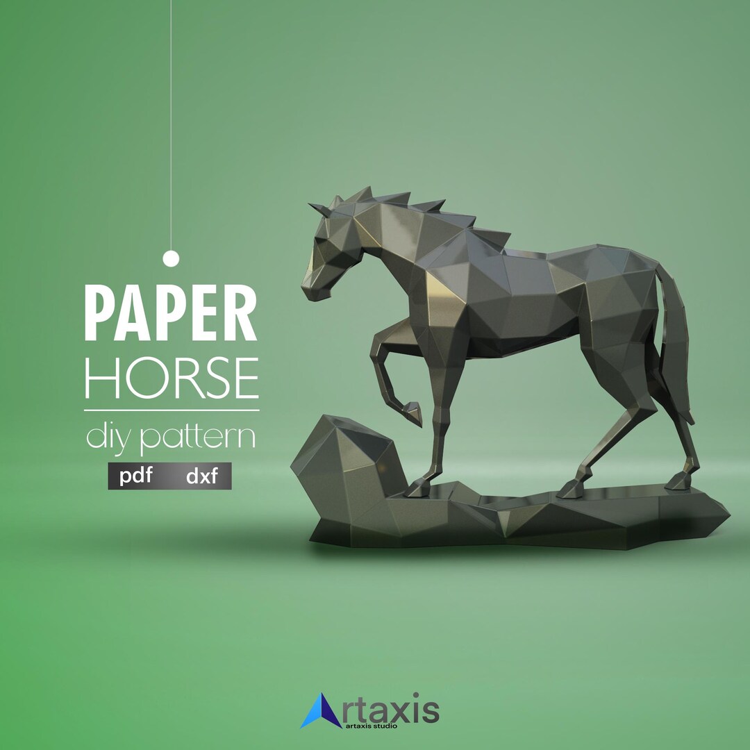 Horse Paper DIY Low Poly 3d Model, Pdf ,svg Pdf,digital Pattern,standing Horse,3d Model.pepakura ...