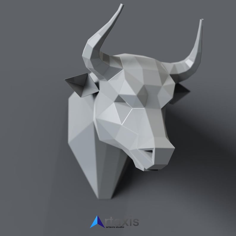 DIY Geometric Bull Head: Low Poly Metal Sculpture Template Kit - Etsy