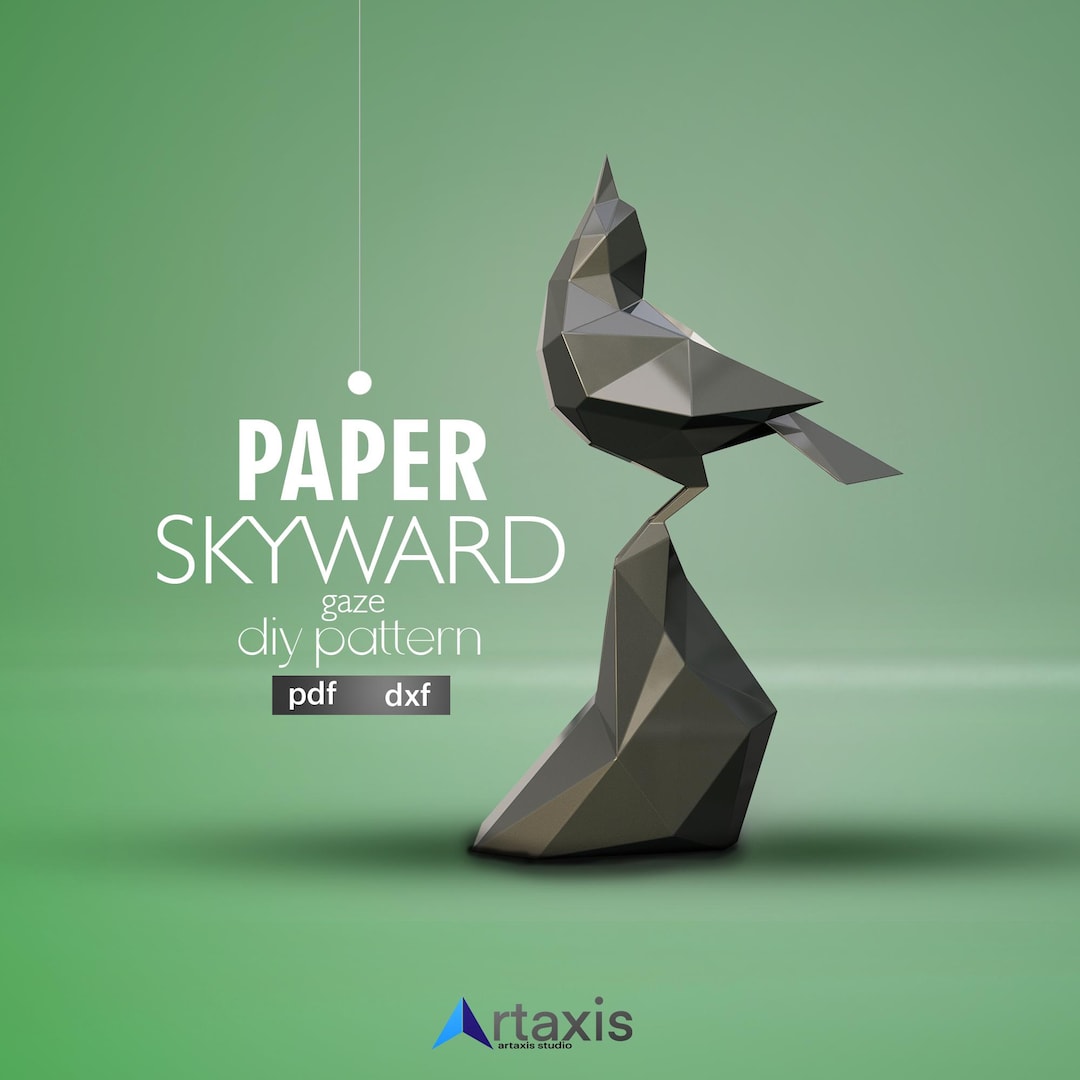 Polygonal Nightingale 3D Paper Craft Template - DIY Low Poly Bird ...