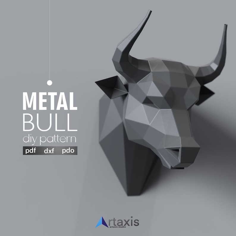 DIY Geometric Bull Head: Low Poly Metal Sculpture Template Kit - Etsy