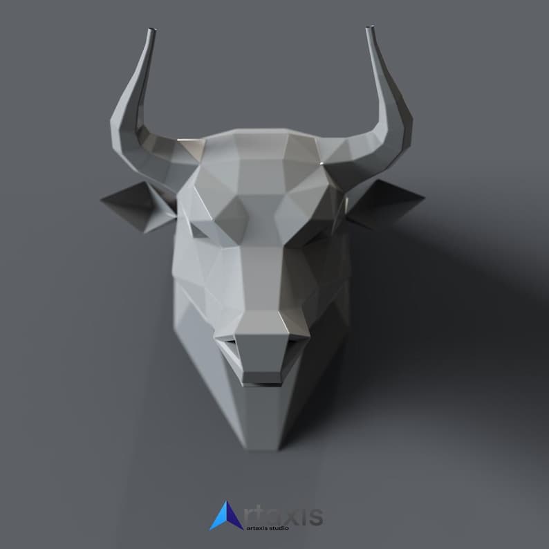 DIY Geometric Bull Head Paper Sculpture, Low Poly Wall Art (digital ...