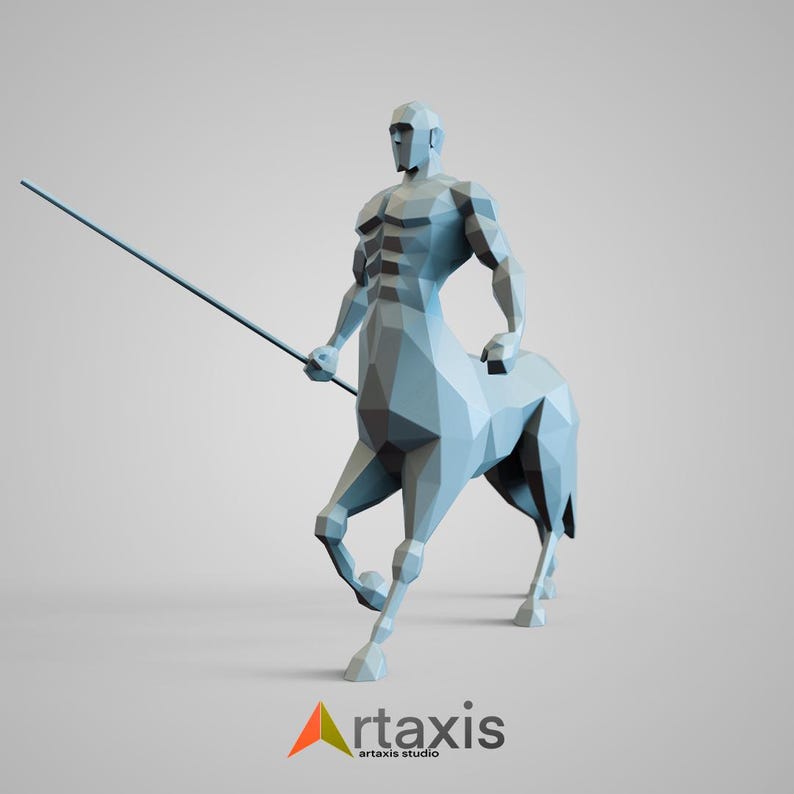 Low Poly Centaur Template: 3D Sculpture PDF DXF (digital Download) - Etsy