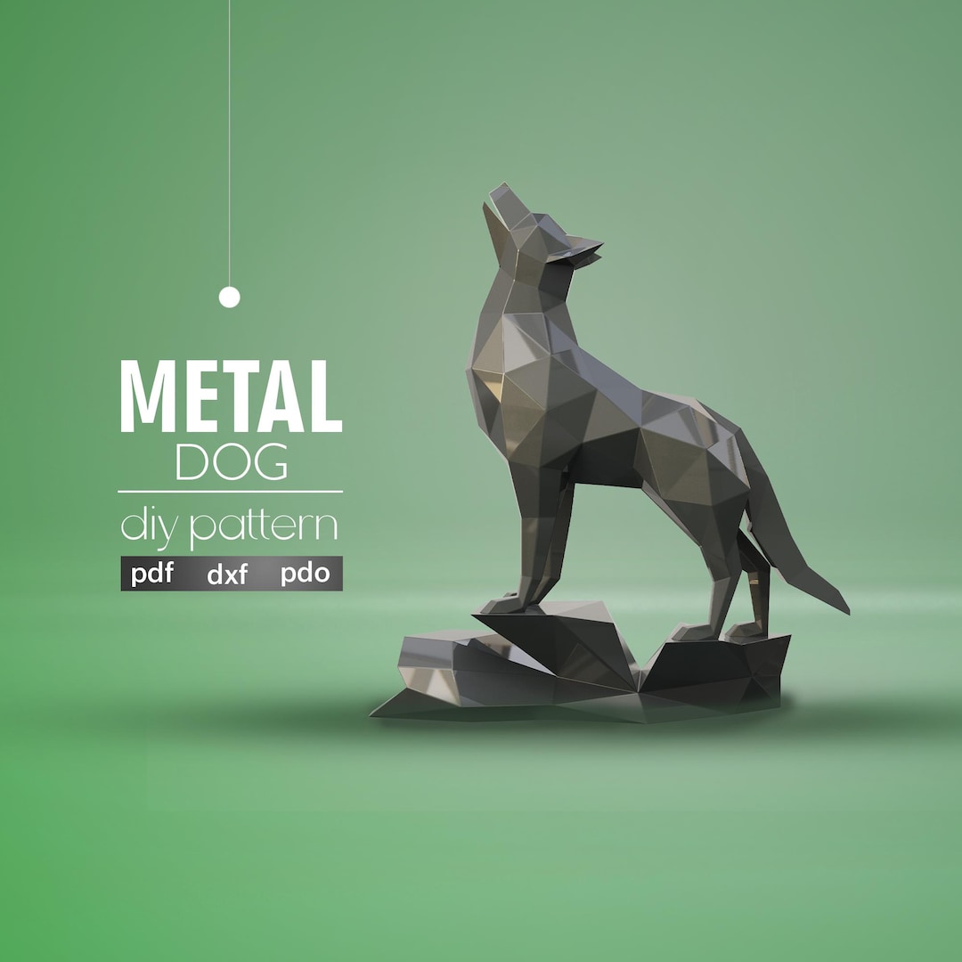 DIY German Shepherd Metal Sculpture: Low Poly 3D Model, SVG, PDF ...