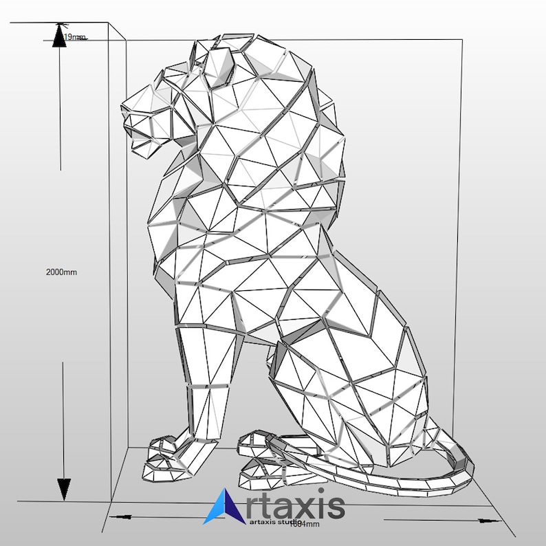 3D Metal Lion Sculpture Template: PDO, DXF Files for CNC, Laser Cutting ...