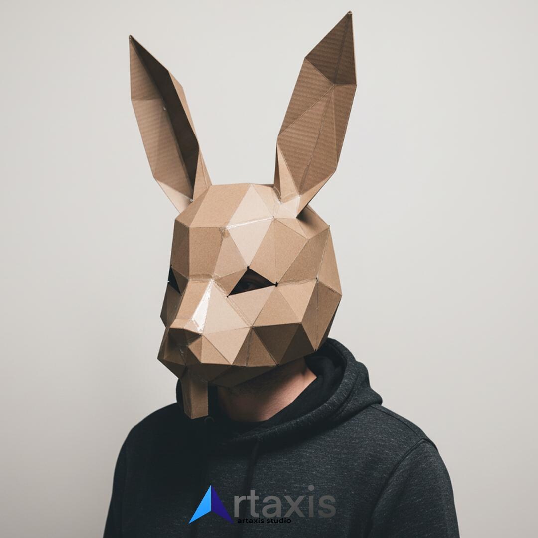 3D Printable Halloween Fox Mask: DIY Low Poly Pepakura Papercraft ...