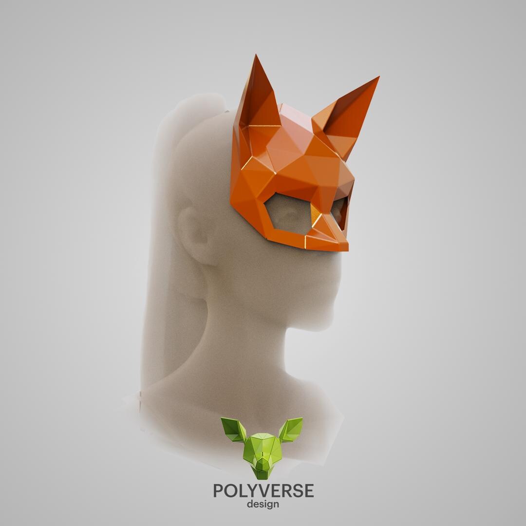 3D Fox Paper Cosplay Mask Template for Halloween Crafting - Etsy