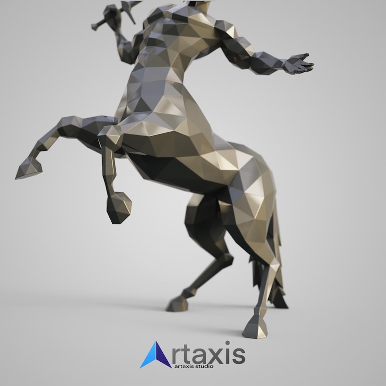 Low Poly Centaur Template: 3D Sculpture Design (PDF DXF) - Etsy