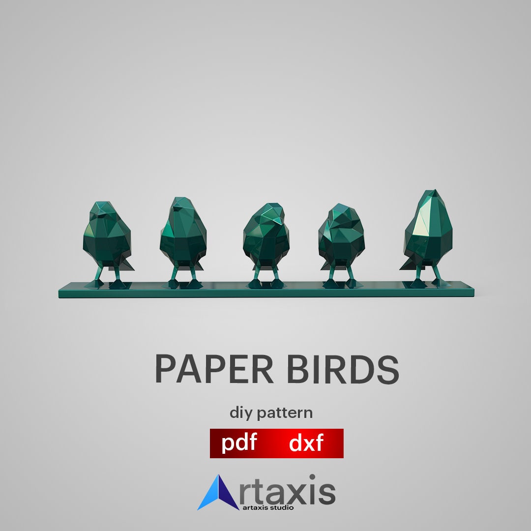 Polygonal Nightingale Paper Craft: 3D Sculpture Template (PDF, DXF) - Etsy