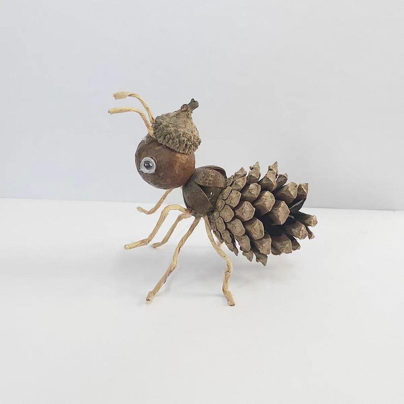 Creative Pine Cone Handmade Ant Wearing a Hat - Forest-themed Natural ...