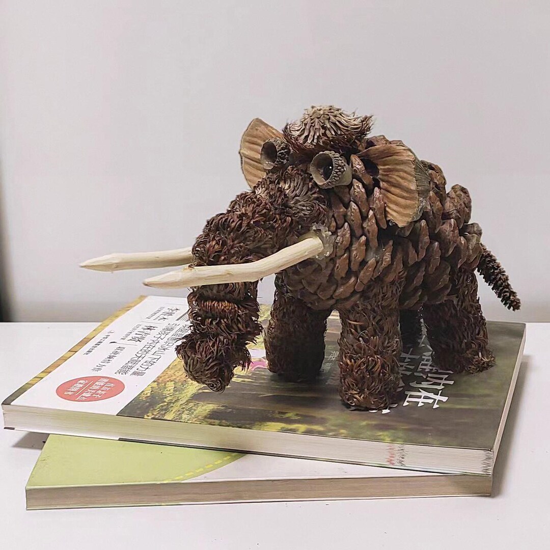 Creative Pine Cone Handmade Ice Age Mammoth Forest-themed Decorations ...