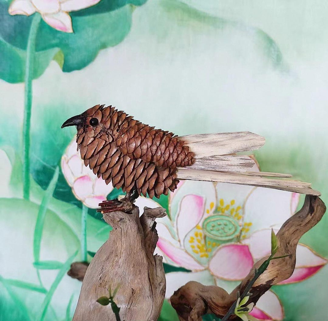 Pine Cone Sparrow – Natural Forest Decor, Handmade Craft - Etsy