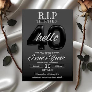40th Birthday Invitation, RIP 30s Invite, RIP Thirties, Digital 40th ...