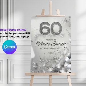 60th Birthday Welcome Sign, , Sixty and Fabulous Dinner Party Women ...